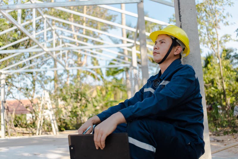 Engineer Checking Work at Construction Building. Stock Photo - Image of ...