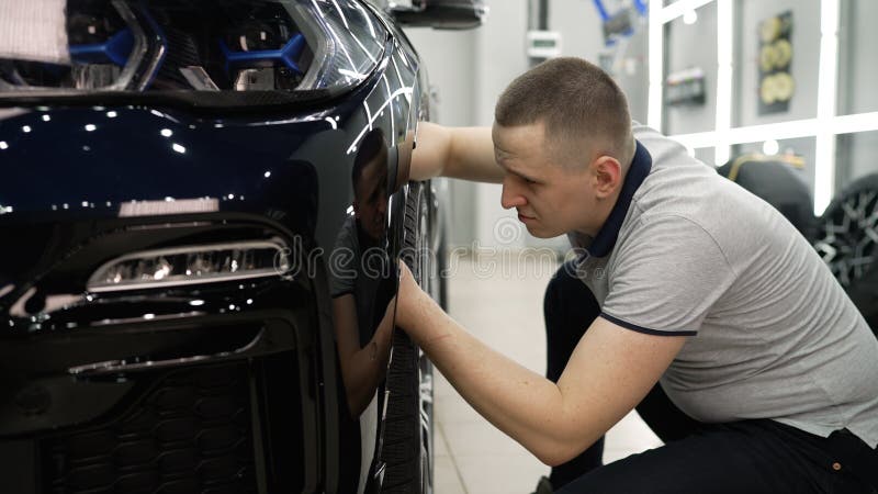Engineer Checks Car in Auto Service. Car Repair and Detailing, Worker ...