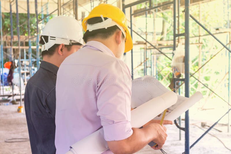 Engineer Checks the Drawing Building Editorial Photography - Image of ...