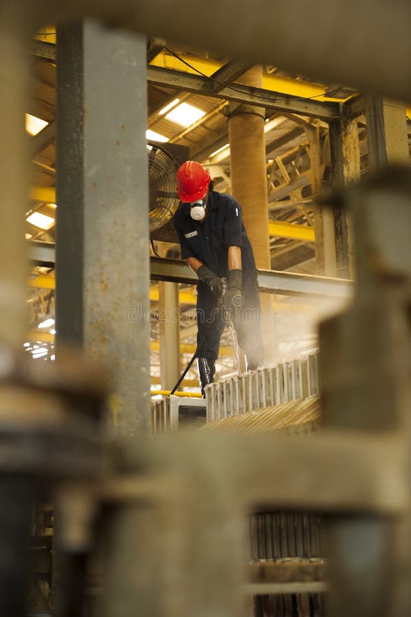 Engineer Cleaning Machine in Factory. Editorial Photo - Image of ...