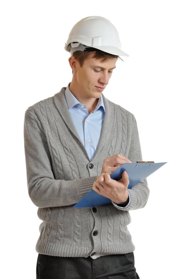 Engineer with a clipboard stock photo. Image of contractor - 28744708