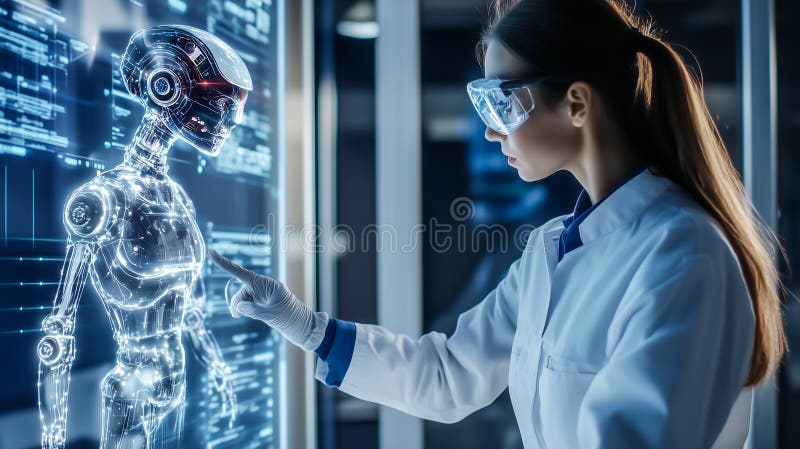 An Engineer Collaborating with a Robot in a Testing Environment, AI ...