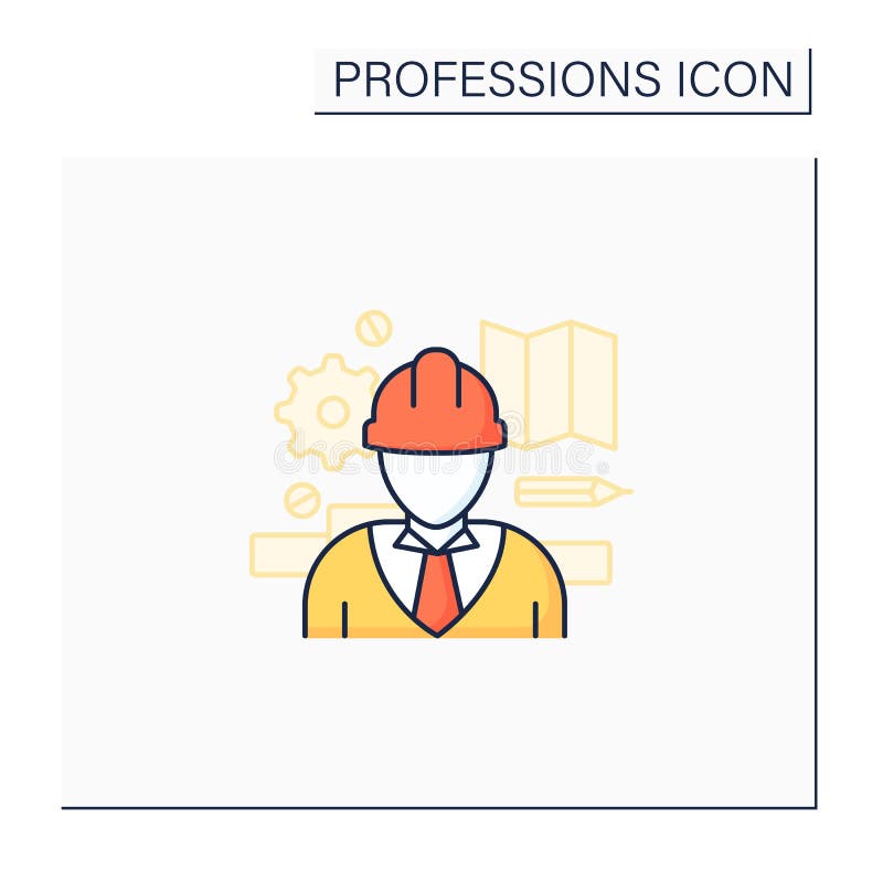 Engineer RGB color icon stock vector. Illustration of crew - 221932491
