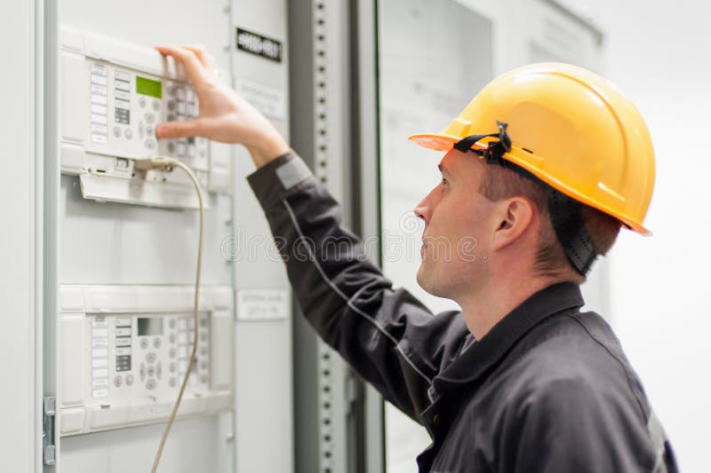 Engineer Commissioning Bay Control Unit. Engineering Department Stock ...