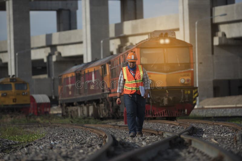 Engineer Concept. Engineer on Rail Way. Stock Photo - Image of ...