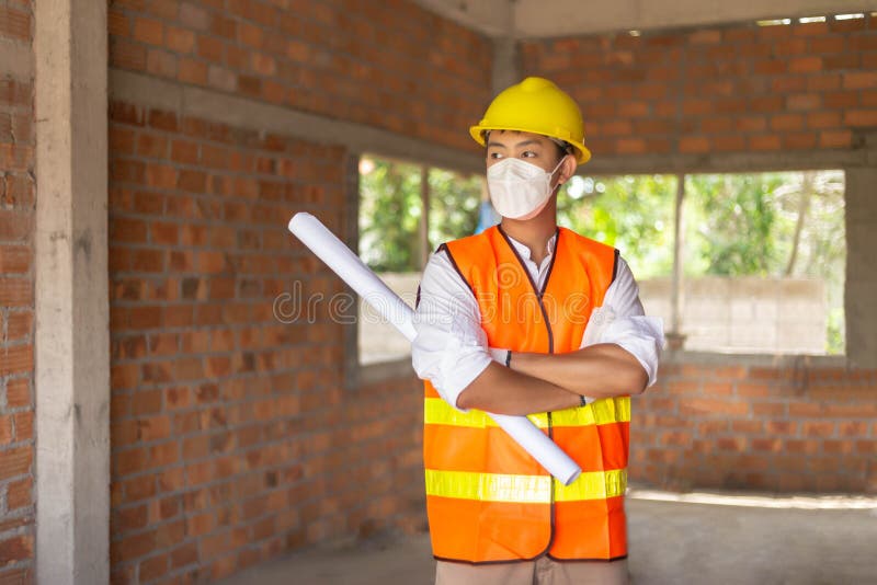 Engineer Concept the Male Engineer Standing in the Building and Looking ...