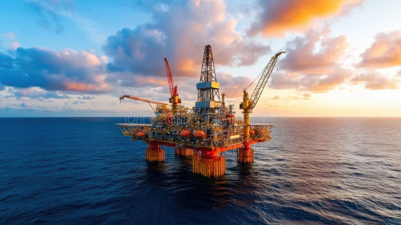 Engineer Conducting Safety Check on Oil Platform Stock Illustration ...