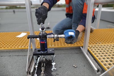 Engineer Conducting Using Pull Machinery Testing Chemical Set Fall ...