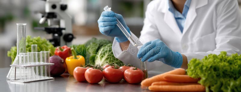 Engineer Conducts Tests on Vegetables Using Test Tubes To Assess Low ...