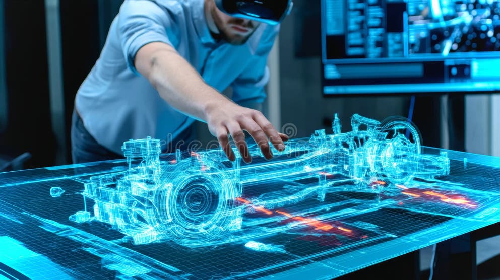 Engineer Conducts Virtual Collision Simulation with Holographic Vehicle Model in Advanced Tech ...