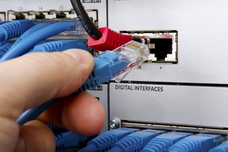 Engineer Connecting Telecom Cable Stock Photo - Image of digital, gray ...