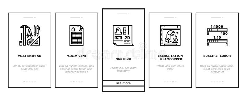 Engineer Construction Architect Onboarding Icons Set Vector Stock ...