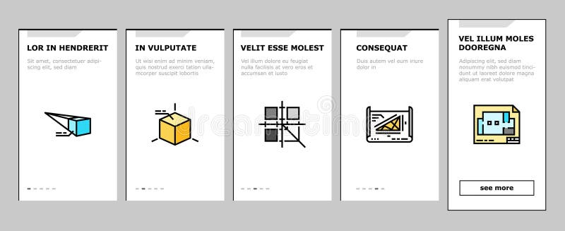 Engineer Construction Architect Onboarding Icons Set Vector Stock Vector - Illustration of work ...