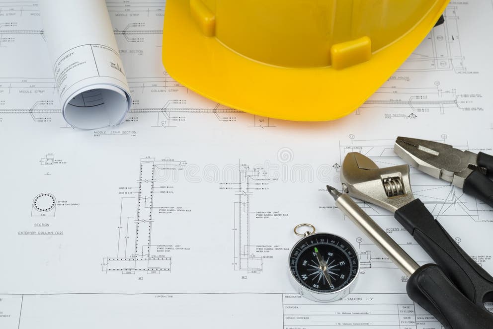 Engineer Construction Business Work Concept : Engineering Blueprint ...