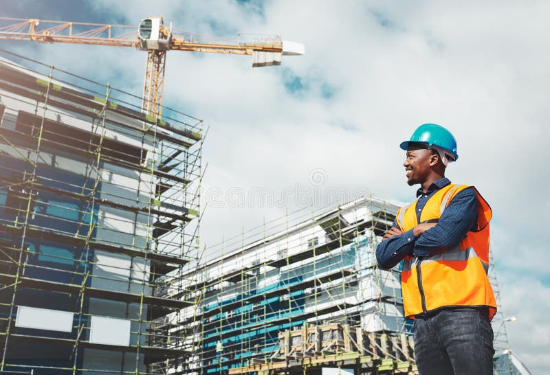 Engineer, Construction and a Man Thinking of Development at Building ...