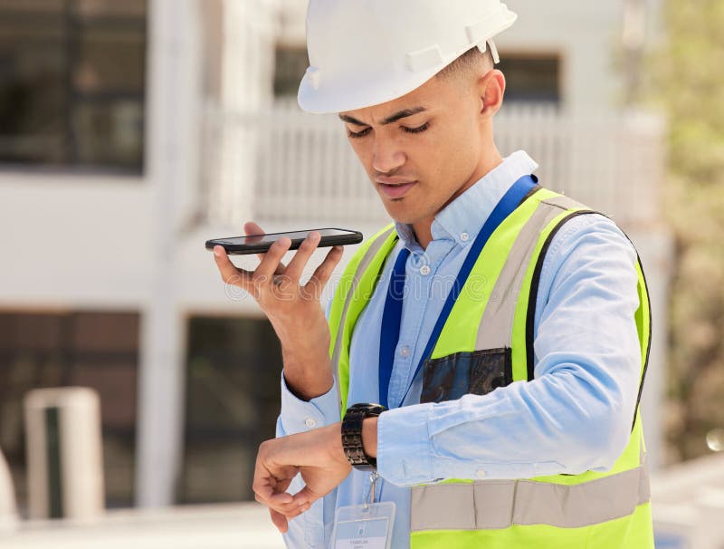 Engineer on Construction Site, Phone Call and Checking Watch for ...