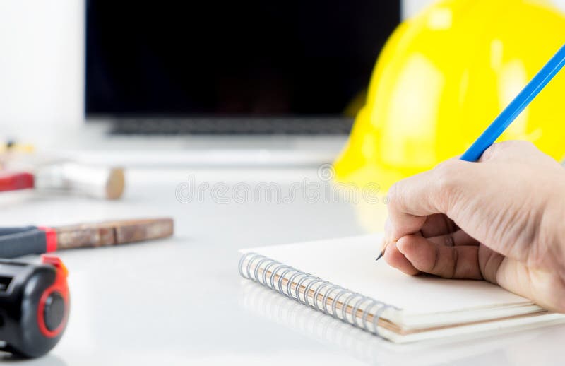 Engineer Construction Worker is Taking Note Stock Image - Image of ...