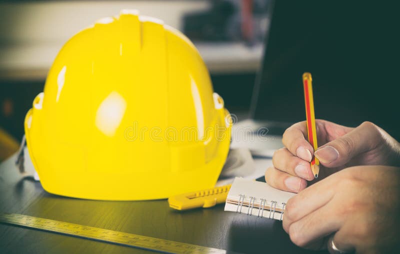 Engineer Construction Worker is Taking Note Stock Image - Image of ...