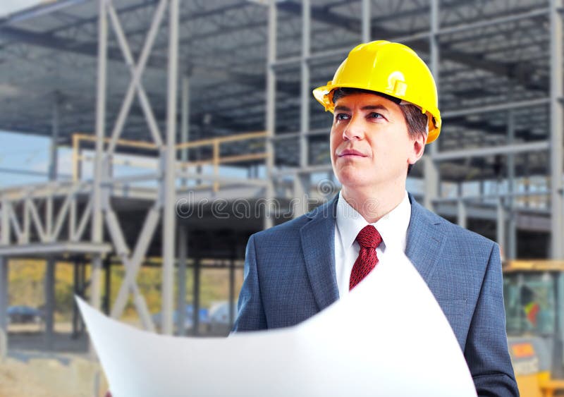 Engineer Constructor with a Project. Stock Image - Image of smiling ...