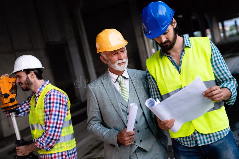 Engineer, Contractor, Architect Teamwork. Construction People Talking ...