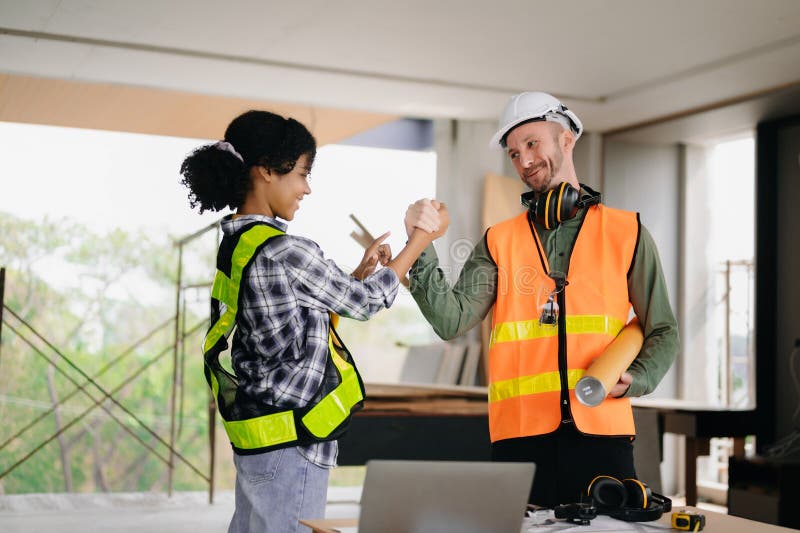Engineer and Contractor Join Hands after Signing Contract,they are ...