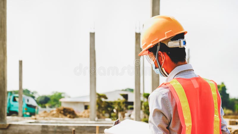 Engineer Contractor Man Work Safety Industry Project, Check House Plan ...