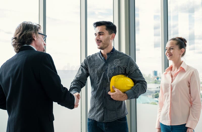Engineer Contractor Team Handshake after Meeting Work Safety Plan ...