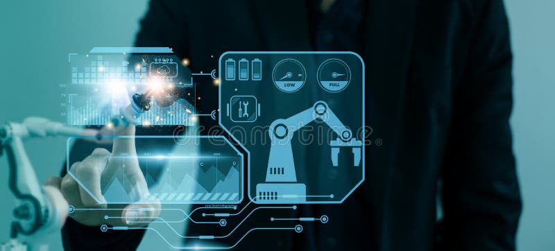 Engineer Control Automated Robot Arm Machine in Factory,smart Visual ...