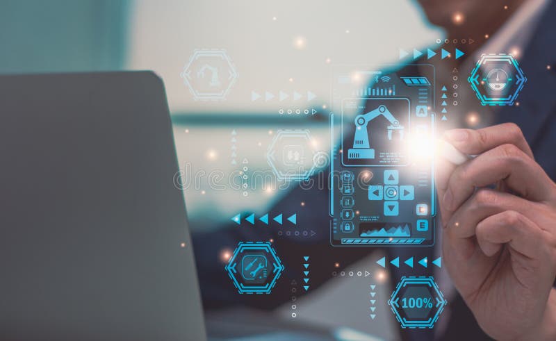 Engineer Control Automated Robot Arm Machine in Factory,smart Visual ...