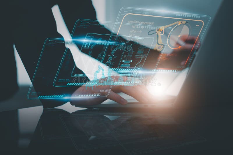 Engineer Control Automated Robot Arm Machine in Factory,smart Visual ...