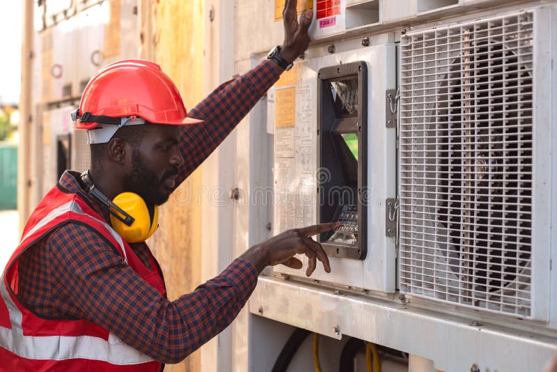 Engineer Control Reefer with Air Conditioner at Container Box Stock ...