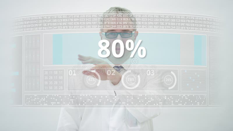 Scientist Counts To 80 Percent on a Computer Screen Stock Image - Image ...