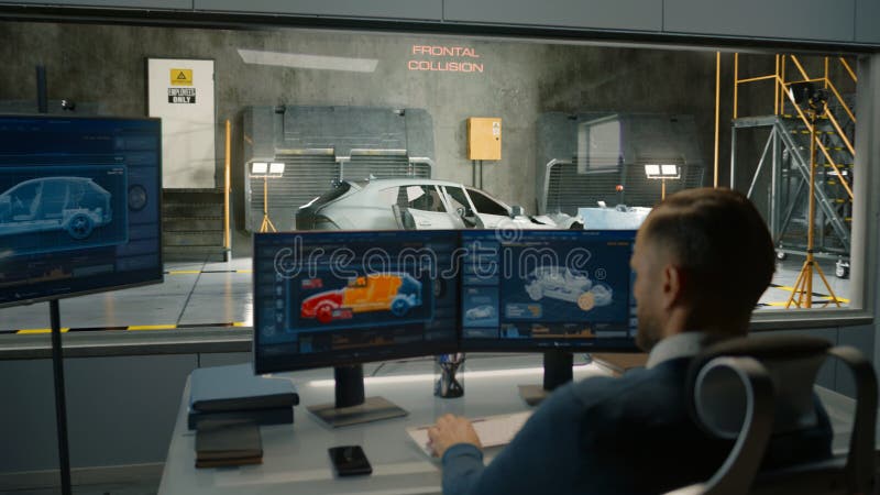 Engineer in crash test lab stock image. Image of standard - 263037571