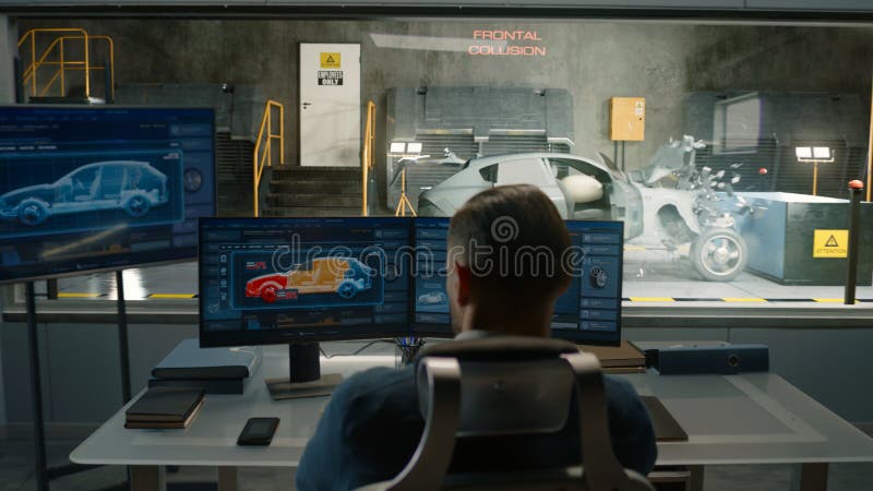 Engineer in crash test lab stock image. Image of friendly - 263037587