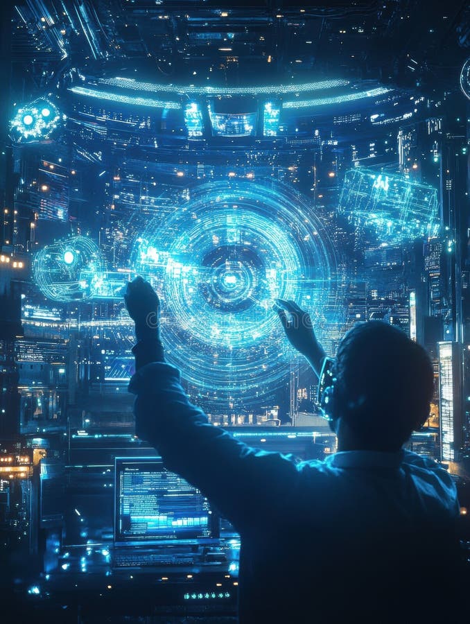 Engineer Designs a Futuristic Device in a Digital Workspace with ...