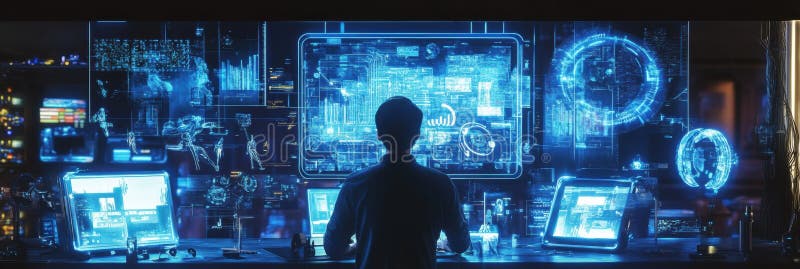 Engineer Creates Innovative Futuristic Device in a High Tech Workspace ...