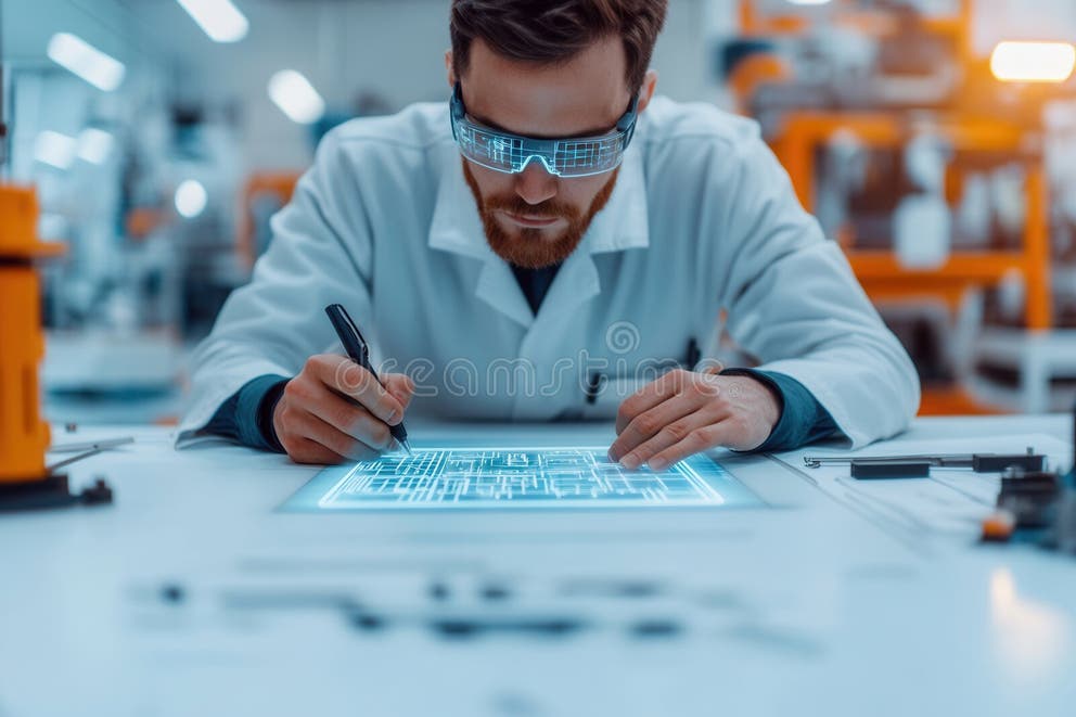 Engineer Creating Advanced Designs with Cutting-Edge Technology in a ...