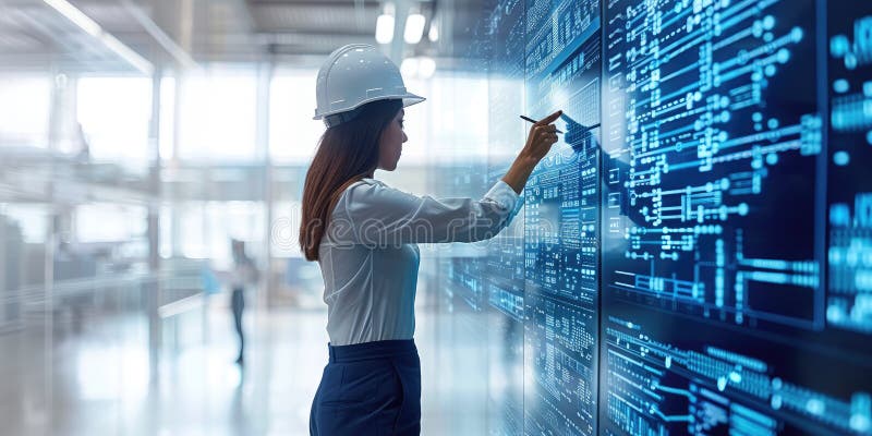 Engineer Creating Detailed Blueprints Using Digital Technology in a ...