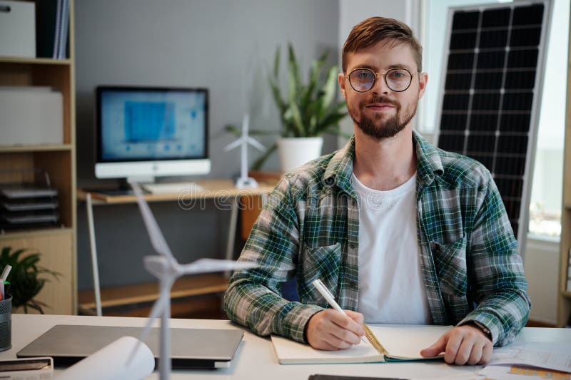 Engineer Creating Green Energy Project Stock Image - Image of ...