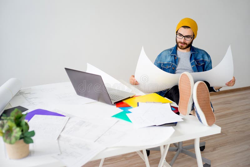 Engineer Creating a Project Stock Image - Image of work, design: 97496621