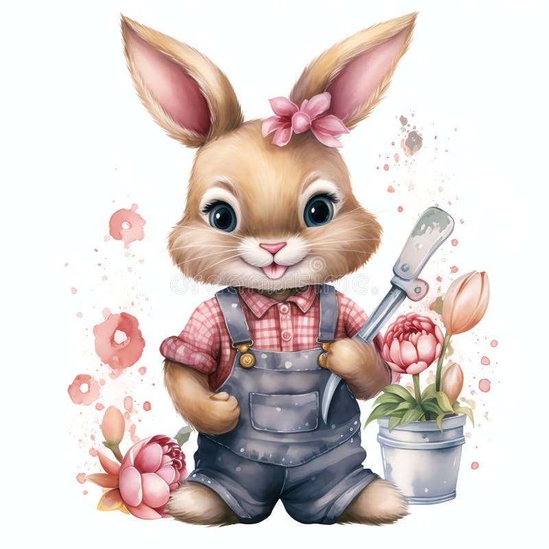 Engineer Cute Bunny Blue Cute Bunny Watercolor Stock Illustration ...
