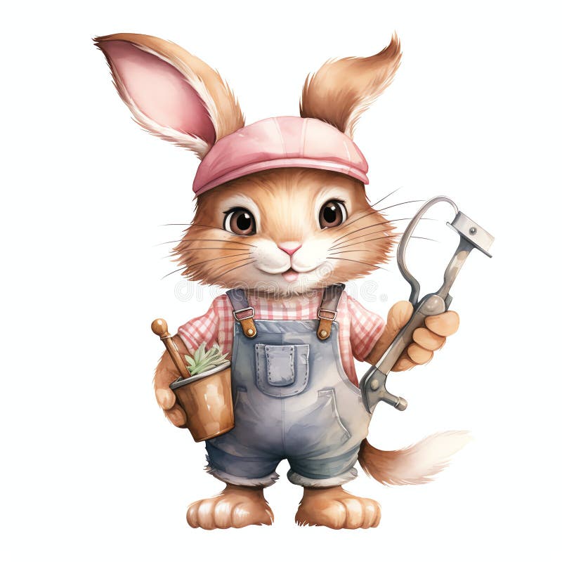 Engineer Cute Bunny Blue Cute Bunny Watercolor Stock Illustration ...