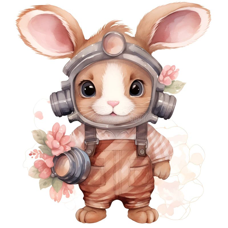 Engineer Cute Bunny Blue Cute Bunny Watercolor Stock Illustration ...
