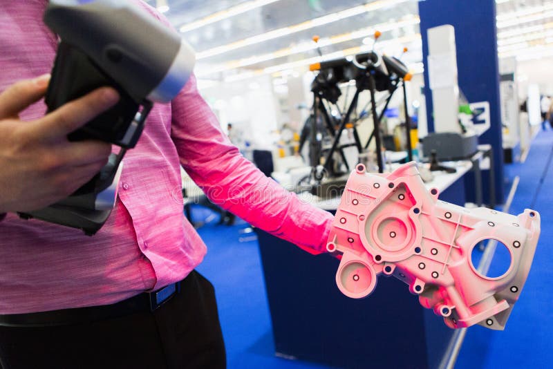 Engineer with 3D scanner stock photo. Image of technology - 115451544