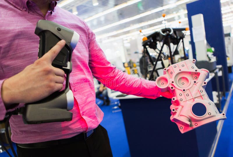 Engineer with 3D scanner stock photo. Image of equipment - 115456168