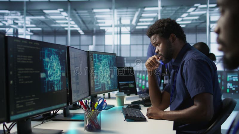 Engineer in Data Center Implementing Advanced AI Systems Stock Video ... Engineer in Data Center Implementing Advanced AI Systems Stock Video ...