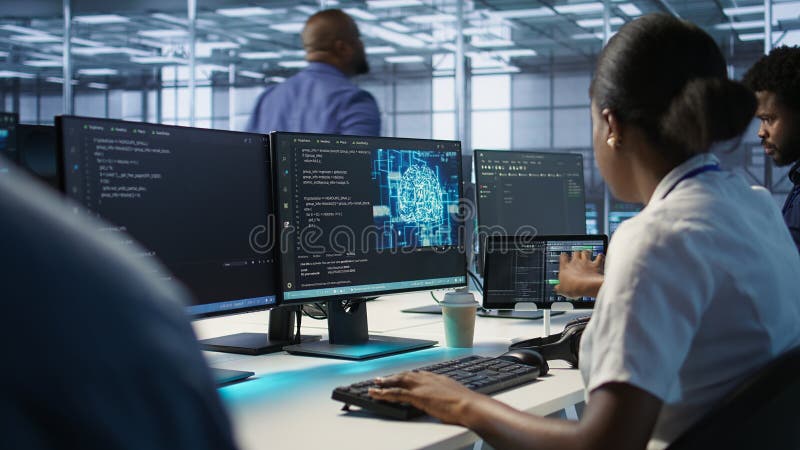 Engineer in Data Center Implementing Advanced AI Systems Stock Image - Image of hardware, worker ...