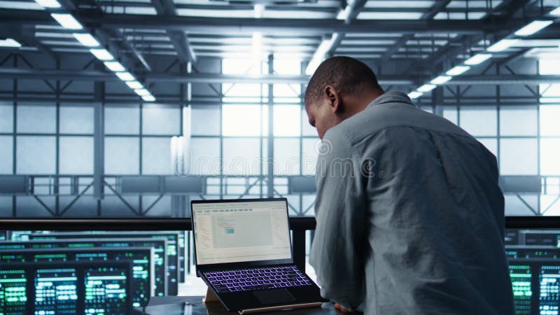 Data Center Engineer Coding on Notebook, Adjusting Power Settings Stock Footage - Video of ...