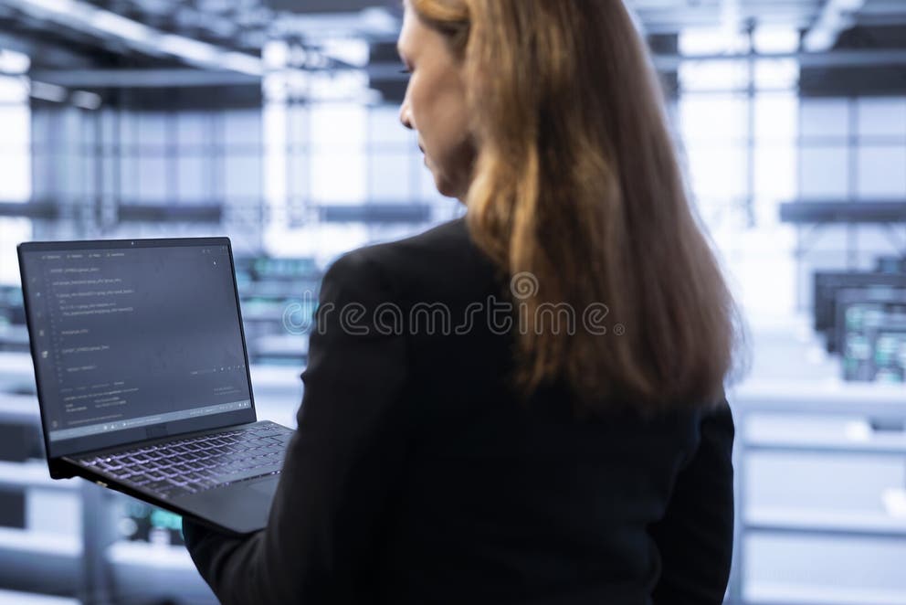 Engineer in Data Center Tracking Network Traffic and Activity Stock Photo - Image of servers ...