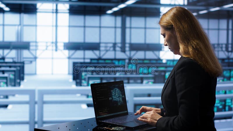 Engineer in Data Center Using Artificial Intelligence Computing Stock Photo - Image of ...
